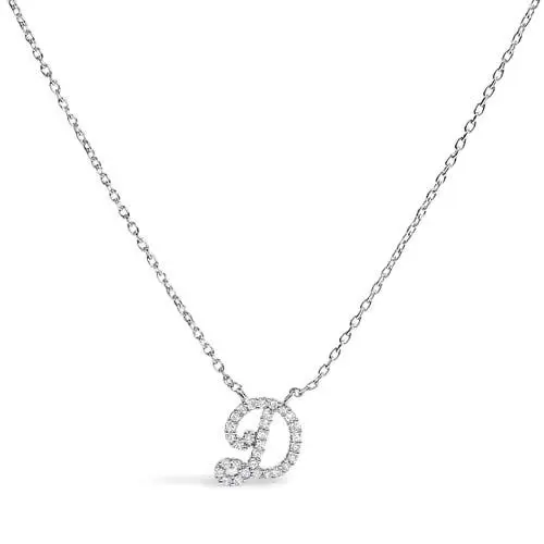 HAUS OF BRILLIANCE 10k Gold Diamond Accent Initial Pendant Necklace - White | D